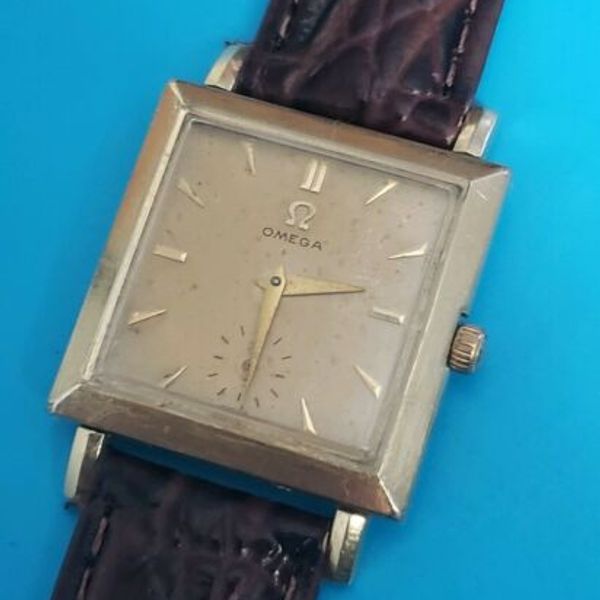 Vintage Omega 1955 Tank Square Case 14k GF 28mm Mens manual Watch Works ...