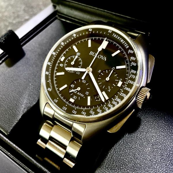 Bulova Lunar Pilot 96B258 Moon Watch Quartz Chrono 45mm Stainless Steel ...