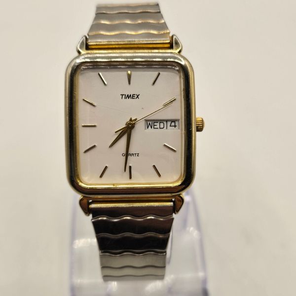 Vintage TIMEX Gold Tone Men's Tank Watch. Expansion Band. 1993 ...