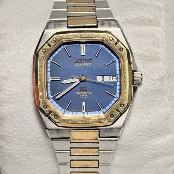 Mens Vintage Seiko SQ Sports 100 Day Date Square/Tank Style Watch ...