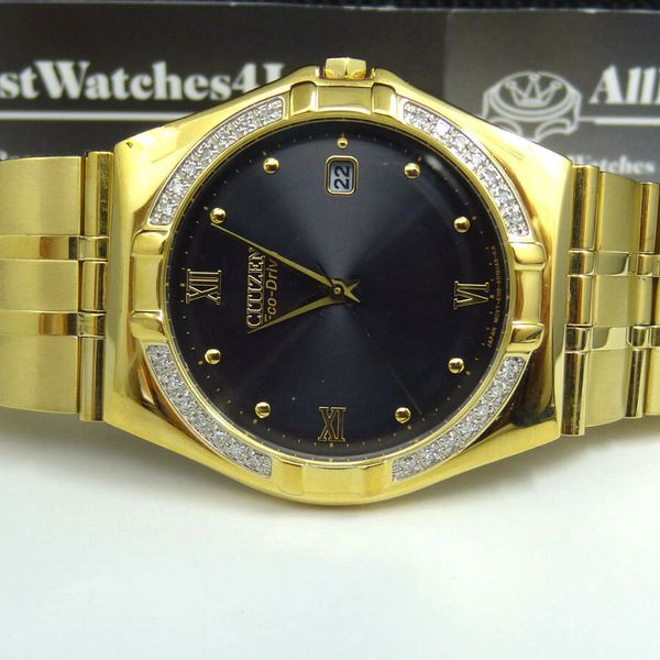 Citizen Elektra BM0722-57E Eco-Drive Diamond Bezel Black Dial Men's ...