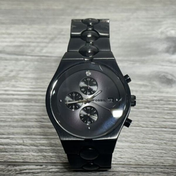 FOSSIL Arkitekt Diamond All Black Stainless Quartz Chronograph Watch FS ...