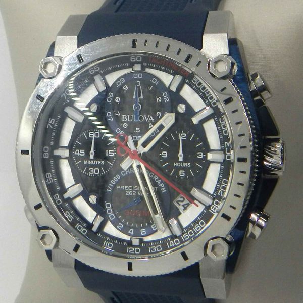 BULOVA PRECISIONIST CHRONOGRAPH BLACK CARBON DIAL MEN'S WATCH 98B315 ...