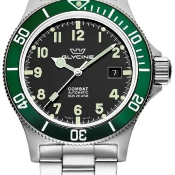 Glycine GL0253 Men's Combat Sub 42mm Automatic Black Dial Watch ...