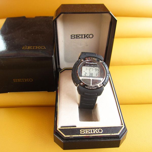 Men's 1990's MA52 4A30 SEIKO black rubber strap Message Watch NOS in ...
