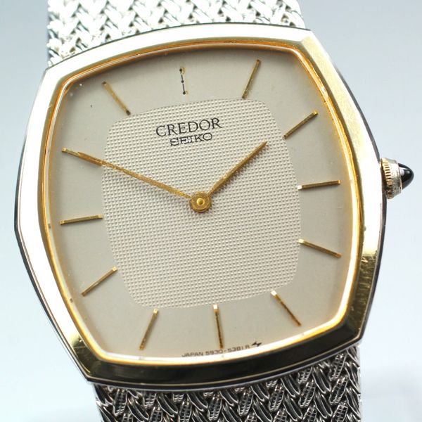 [Near MINT] Vintage Seiko Credor 5930-5391 Gold Dial Octagon Quartz Men ...