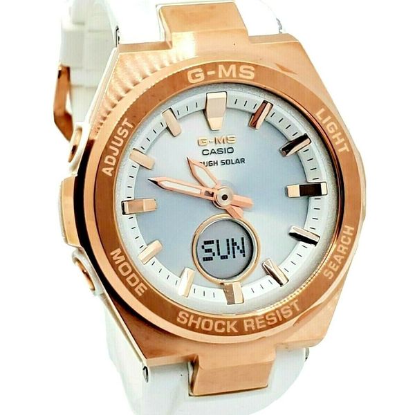 Casio G-MS Baby-G Rose Gold/ White MSGS200G-7A World time Solar Quartz ...