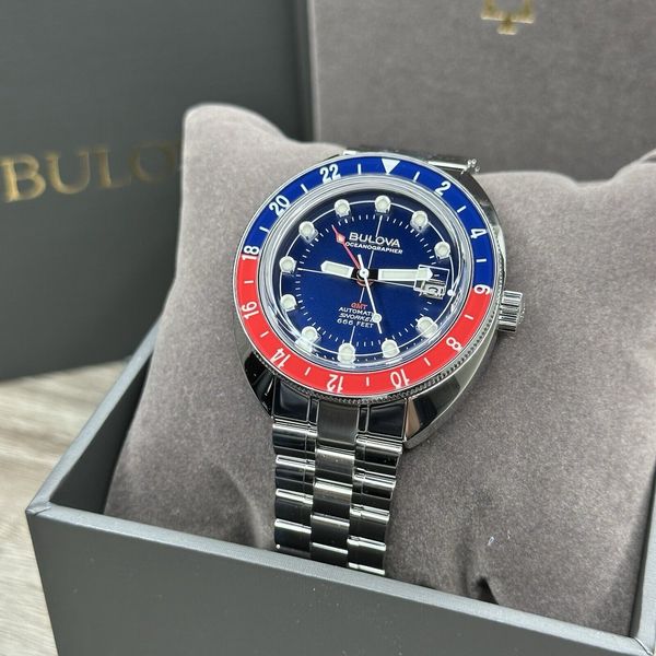 NEWâ AUTOMATICâ Bulova Oceanographer GMT Blue Dial Diver's Men's Watch ...