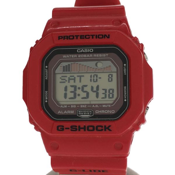 [Used] CASIO Solar watch/Analog/Rubber/RED/Used [Clothing goods, etc ...