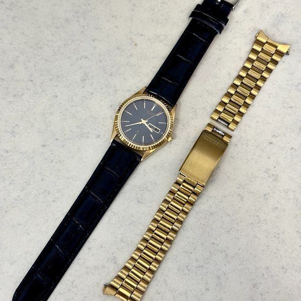 Menâ s Excellent CITIZEN 6100 Quartz Day/Date, Fluted Bezel, Black Dial ...