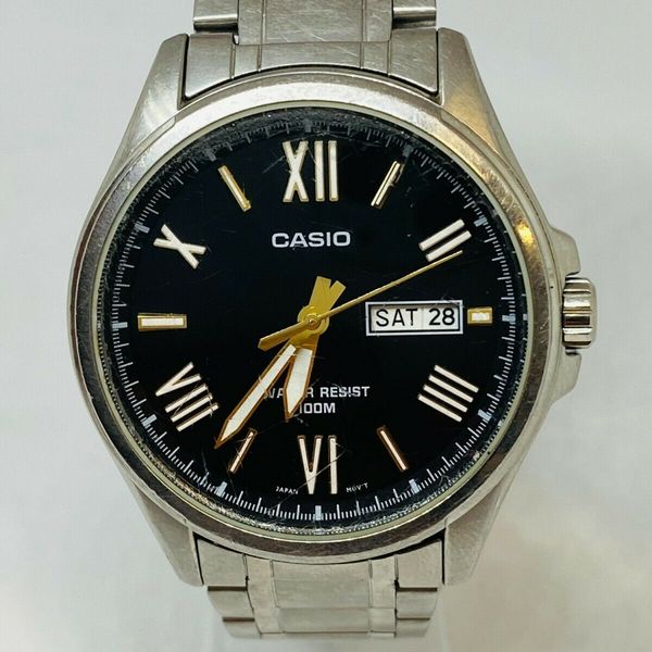 Casio 5339 MTP-1377 Men Analogue Watch Silver Stainless Steel Bracelet ...