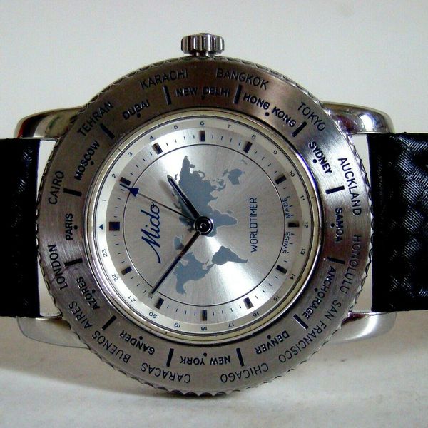 Mido Worldtimer World Clock Striking GMT Unisex Watch Top & RARE ...