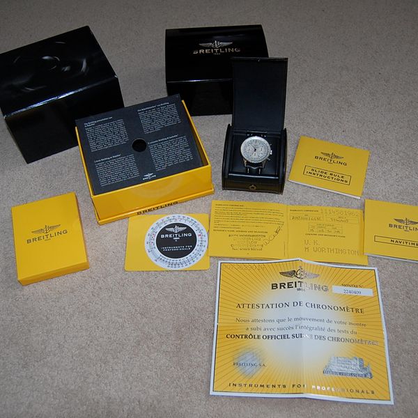 Breitling Navitimer A23322, White face, Black leather strap ...