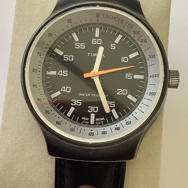 VINTAGE TIMEX 1979 MECHANICAL BLACK MAX,TACHOMETER DIVERS STYLE WATCH ...