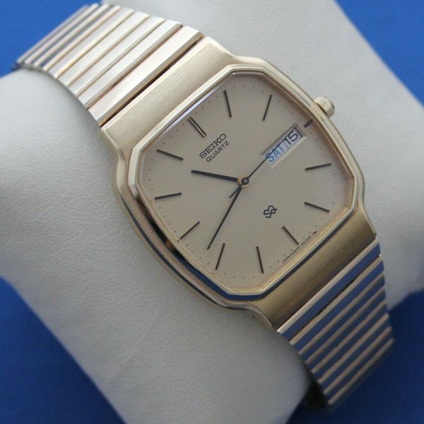 Vintage Seiko Quartz SQ Mens SGP 2633 - 5010 Japan A gold p 12K GF top ...