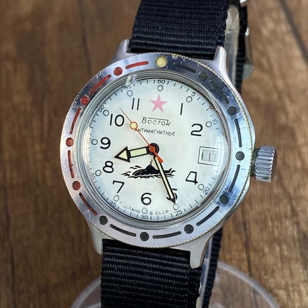 Vostok Red Star Amphibian Automatic 21j vintage Soviet Era mens watch ...