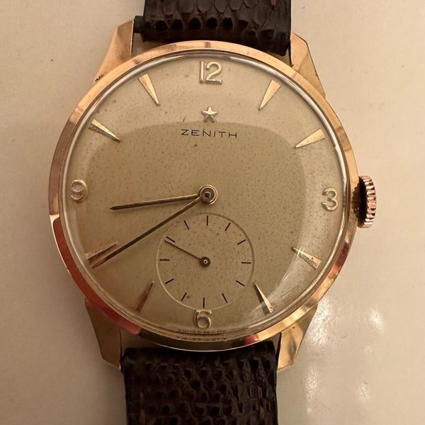 Vintage Zenith 18k Yellow Gold Watch with Leather Band | WatchCharts ...