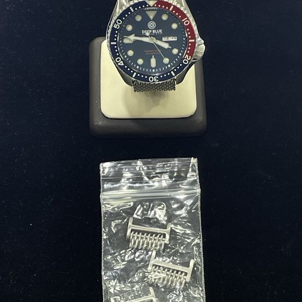 Deep Blue Divers 300M Automatic Blue Red Bezel Men's 45mm Watch ...
