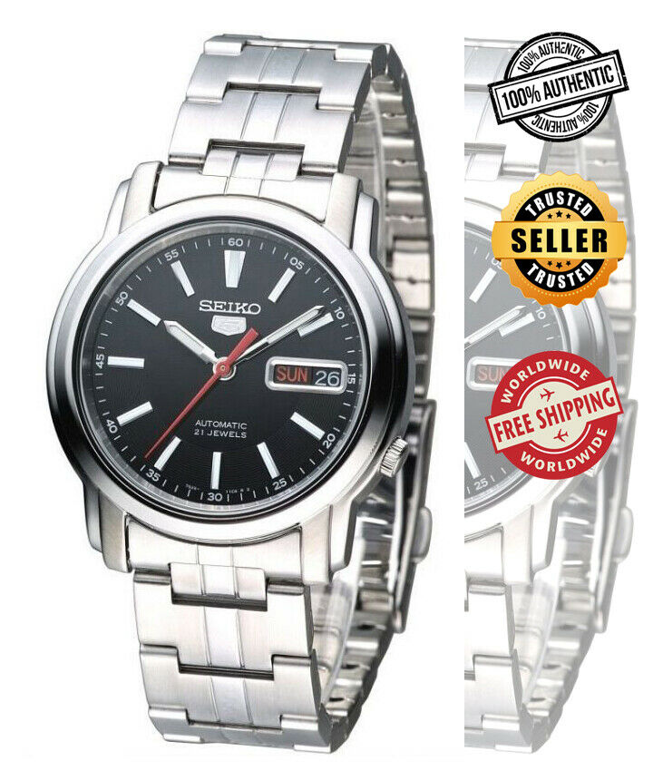 Seiko 5 Automatic SNKL83 SNKL83K1 Men's Day Date Black Dial Steel Watch ...