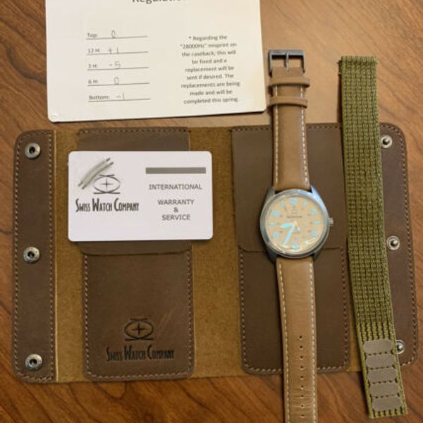 Swiss Watch Company SWC Bunker Titanium Khaki Tan 41mm Field Watch 2 ...