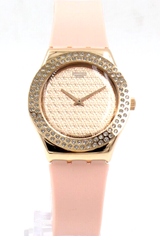 New Swiss Swatch Irony PINK CONFUSION Rose Gold Pastel Watch 33 YLG140 ...