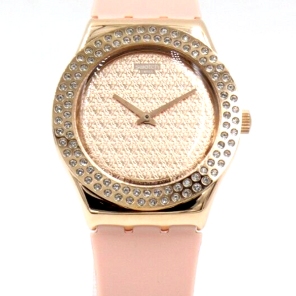 New Swiss Swatch Irony PINK CONFUSION Rose Gold Pastel Watch 33 YLG140 ...