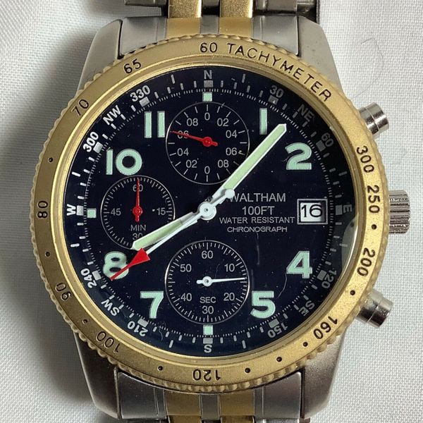 Watch Waltham XAX329 Gold Tone Stainless Steel Quartz tachymeter ...