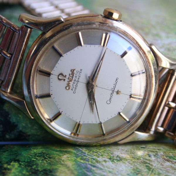 omega constellation ref 14381-2sc 14k gold on Bonklip 9k gold bracelet ...