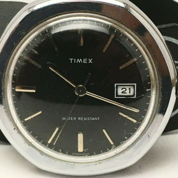 Timex Marlin Vintage 1977 Black Manual Cal. 25 Date Great Britain Case ...