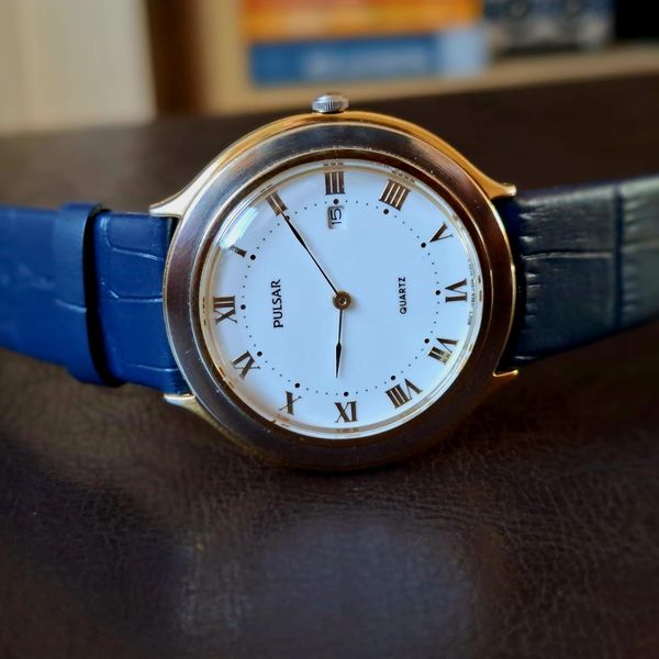 Vintage Pulsar (Seiko) Roman Numerals Domed Crystal Two-tone Men's ...