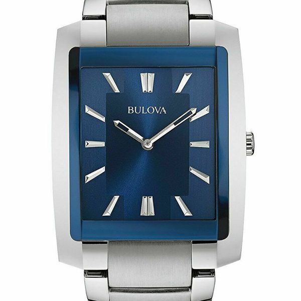 Bulova Men's CLASSIC Blue Dial Silver Tone Stainless Steel Quartz Watch ...
