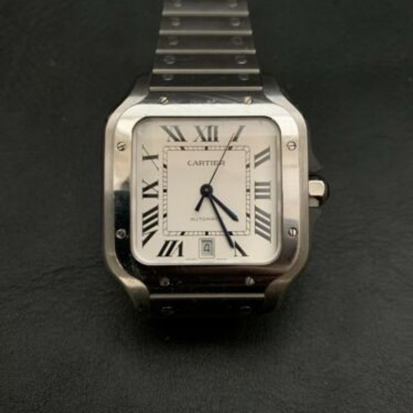 CARTIER Santos de Cartier Silver Dial Steel Automatic Large Watch ref ...