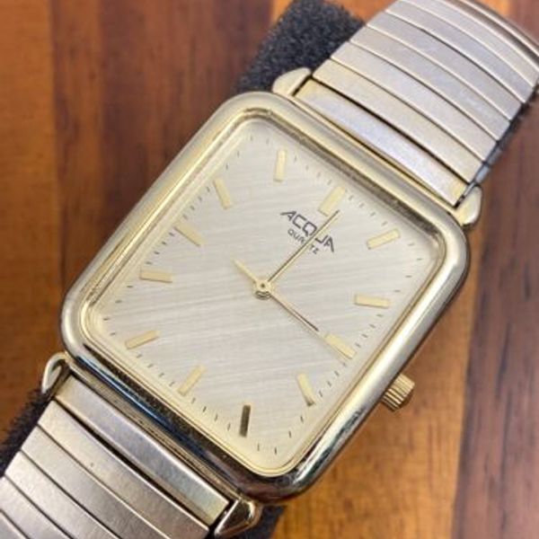 Vintage 1998 Timex Acqua Quartz Watch Men Gold Tone Tank - New Battery ...