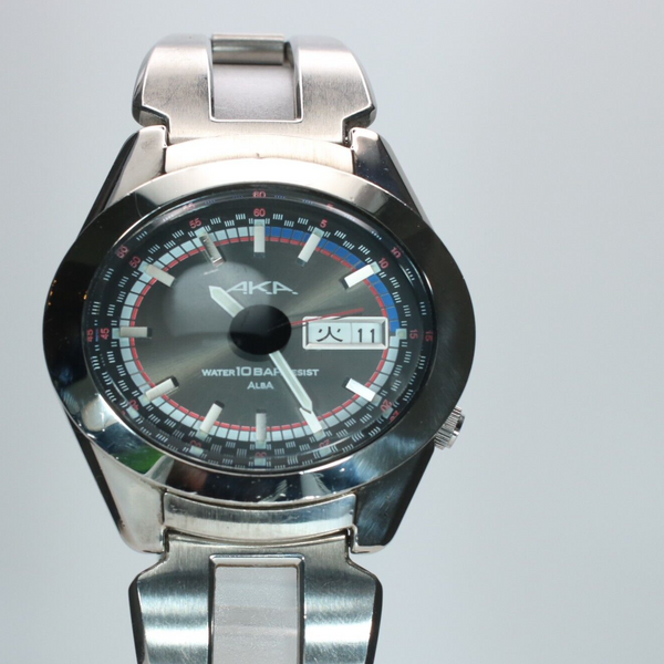 SEIKO Men's Watch ALBA AKA Black V743-5A10 Vintage Day-Date Excellent #799 | WatchCharts Marketplace