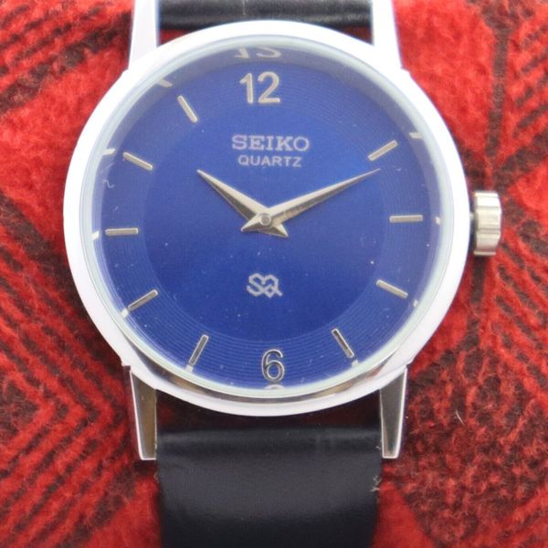 Beautiful SEIKO SUPER SLIM Blue Dial Leather Band Quartz Men Working ...
