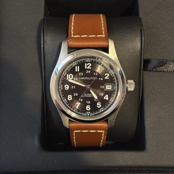 HAMILTON Menâ s H70455533 Khaki Field Automatic Black Dial Watch 38MM ...