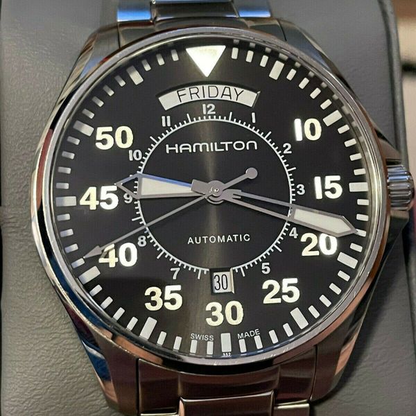 Hamilton Khaki Aviation Pilot Day Date Automatic Watch H64615135 ...