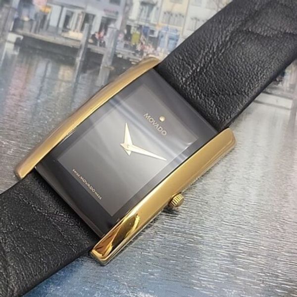 Rare Men's Movado 87.C1.450.2 Curved 35x25mm New Battery Installed ...