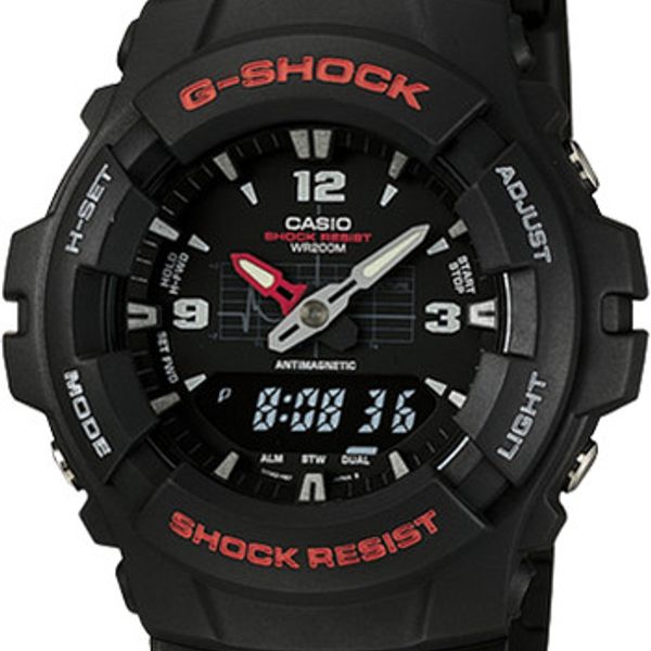 Casio Men's G-Shock Analog/Digital Black Resin Band Alarm Watch G100 ...