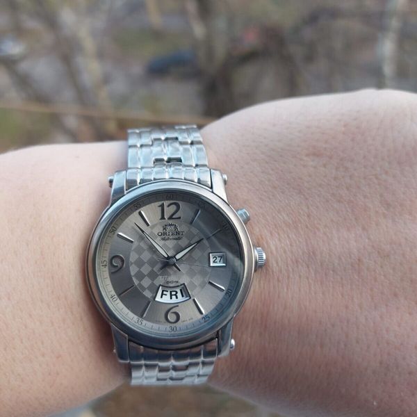 VINTAGE WATCH MEN ORIENT TITANIUM GREY DIAL AUTOMATIC ORIGINAL JAPANESE ...