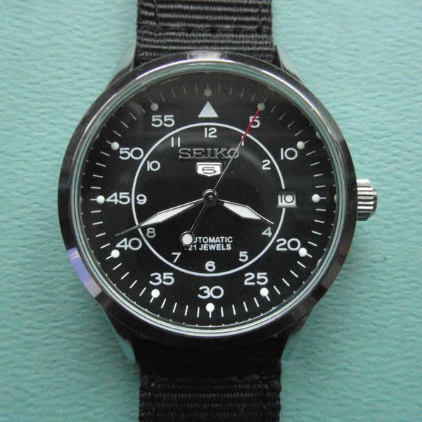 SEIKO 4R35B - Automatic Mechanical Military Field Watch. Black Strap ...