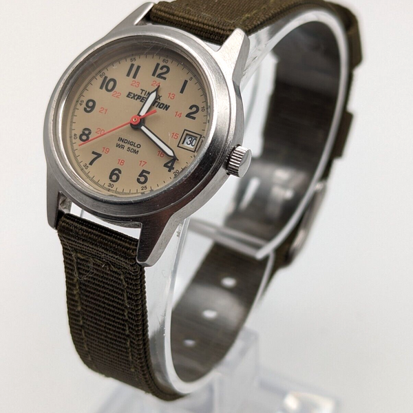 Timex Expedition Indiglo Ladies Watch WR 50M Day Olive Green Canvas New ...