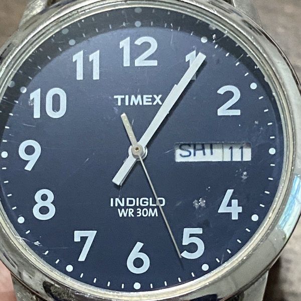 Vintage Timex Indiglo Menâ s WR 30M Watch Stainless Steal Flex Band ...