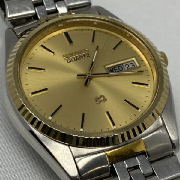 Men's Vintage SEIKO 6923-8080 Gold Fluted Bezel Quartz Watch ...