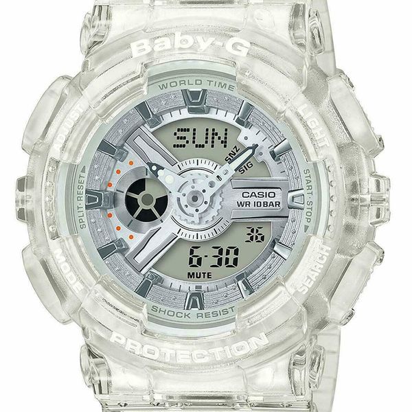 NWT Casio Baby-G 43.4MM Aqua Planet Women's White Resin Watch BA110CR ...