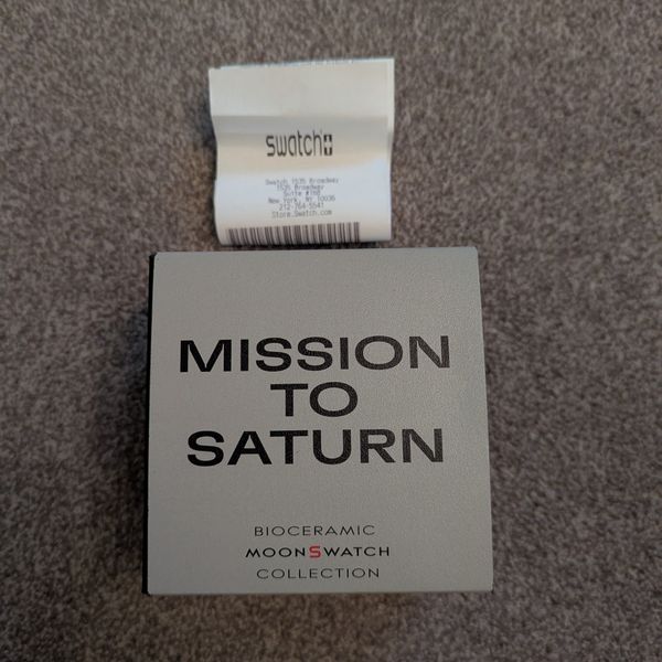 Mission to Saturn MoonSwatch OMEGA x Swatch with receipt | WatchCharts ...