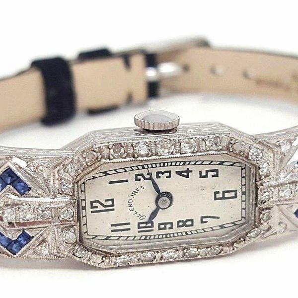 Vintage Platinum,Diamond Ollendorff Ladies Watch with Longines Movement ...