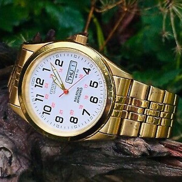 Citizen N2500-S066854-KA Railroad Approved Gold Tone Day/Date Watch New ...