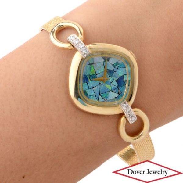 Vintage OMEGA Opal Diamond 14K Gold Ladies Winding Watch 30.0 Grams NR ...