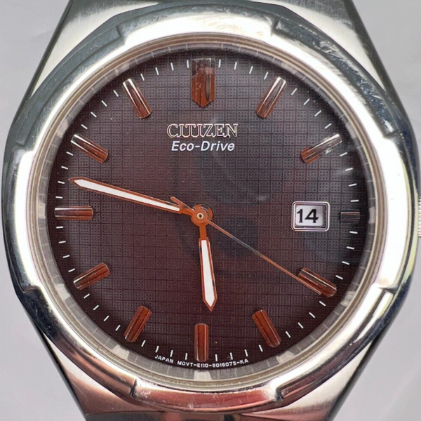 Citizen Eco-Drive 39mm Men's Watch Silver Tone, Black Dial, Date - E110 ...